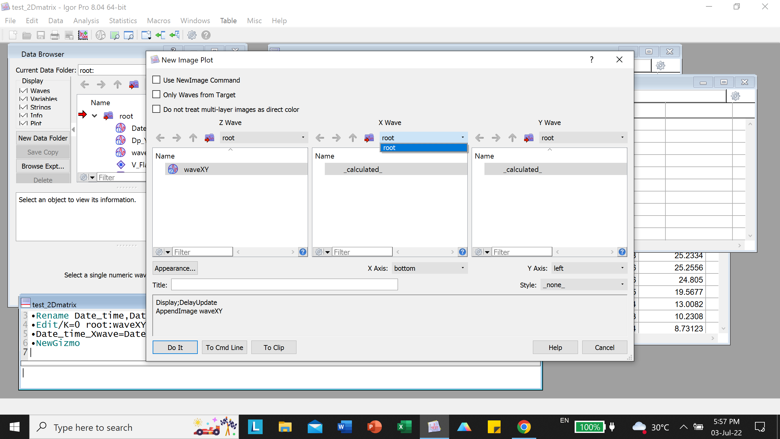 Need help plotting a 2D matrix | Igor Pro by WaveMetrics